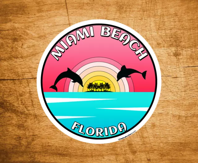 Miami Beach Florida Dolphins Decal Sticker Sunset Palm Trees Phone ...