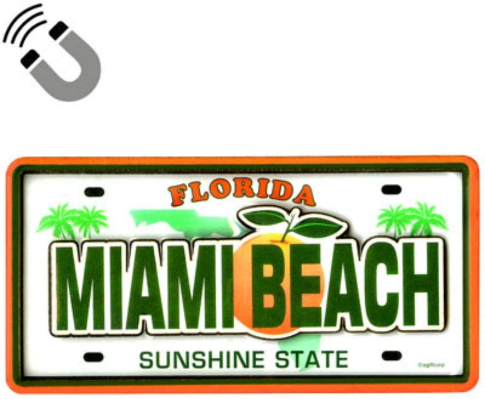 Miami Beach Florida License Plate Dual Layer mdf magnet 2 x 4.5 ...