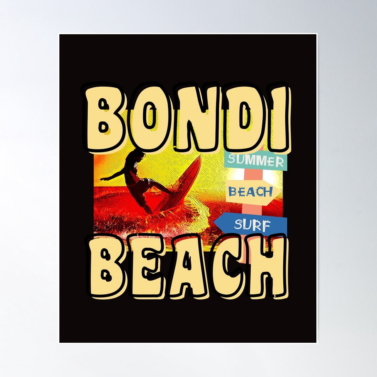 Miami Beach Florida Sunrise With Baywatch Tower Poster Wall Art, Modern ...