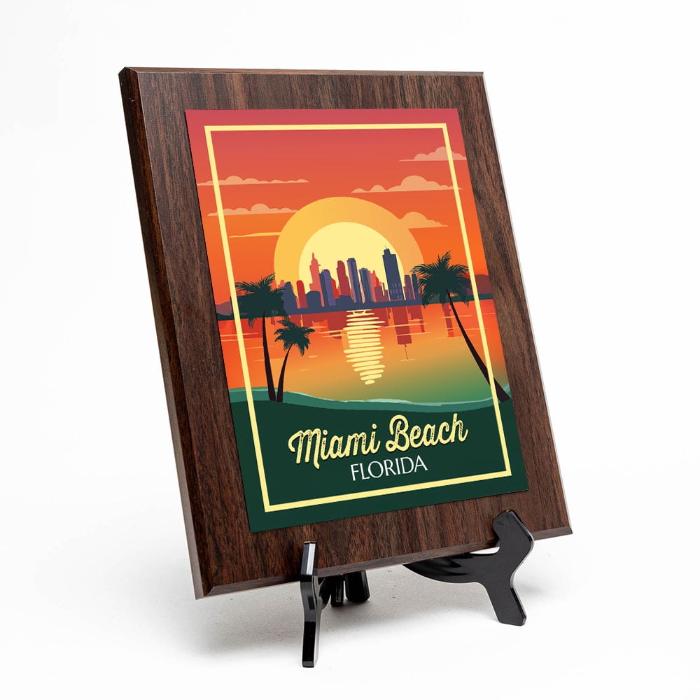 Miami Beach Florida, Wooden Frame 5x7 Decorative Wall Plaque With Easel ...