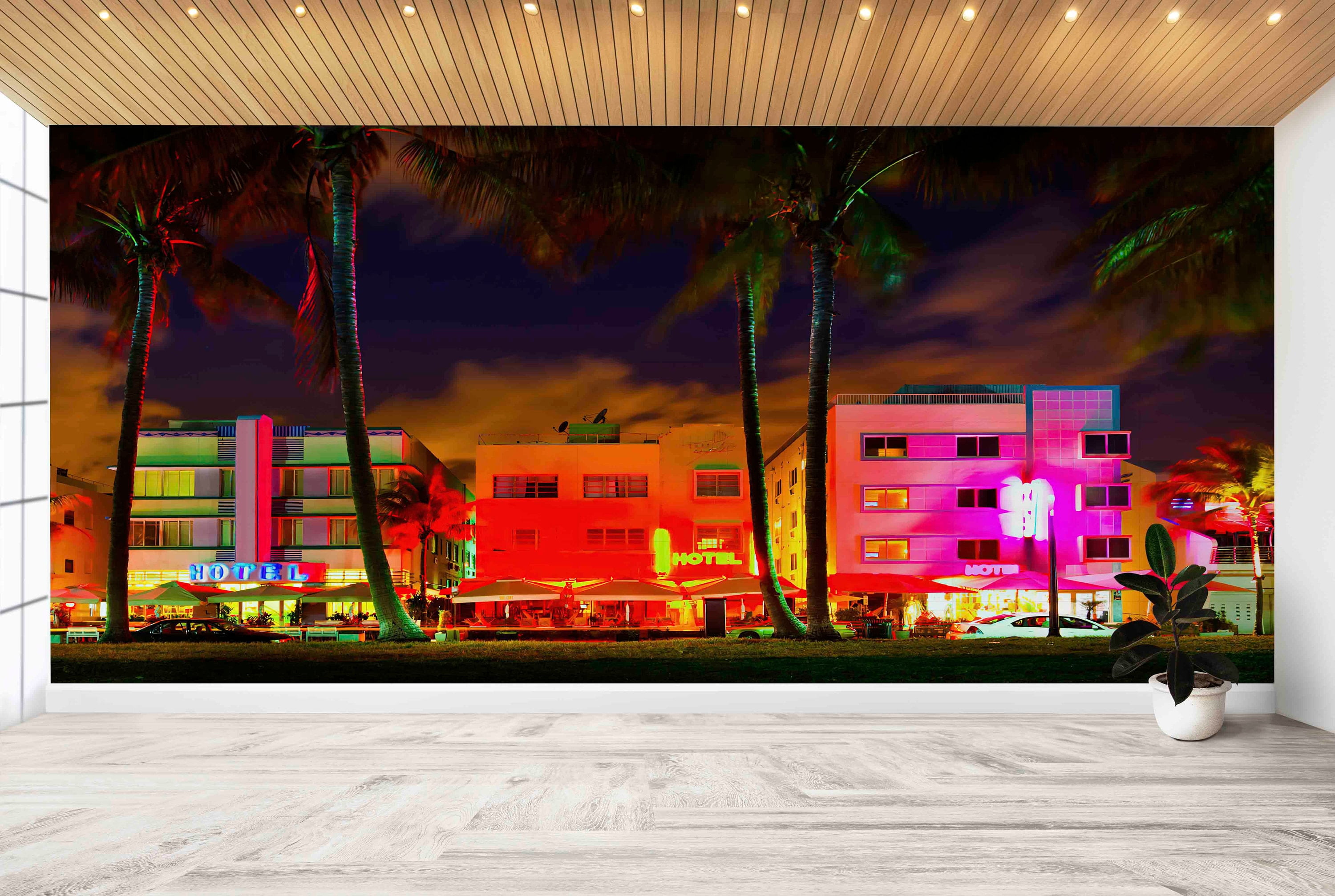 Miami Beach Landscape, 3d Wallpaper, Miami Landscape Mural, America ...