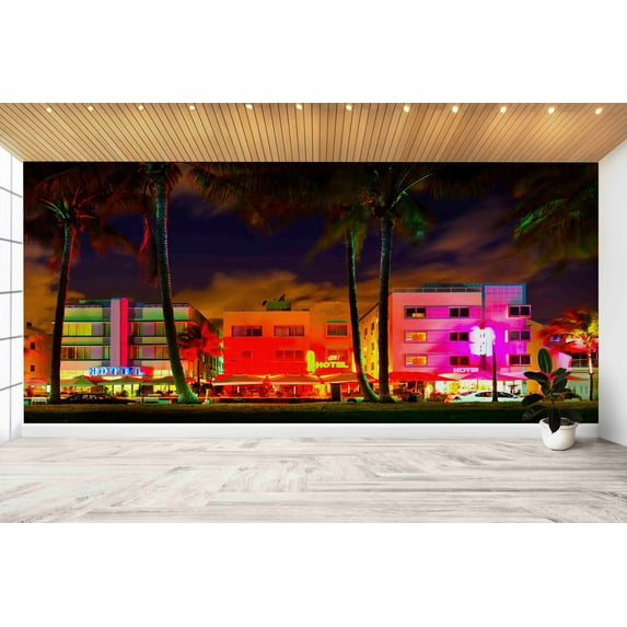 Miami Beach Landscape, 3d Wallpaper, Miami Landscape Mural, America ...