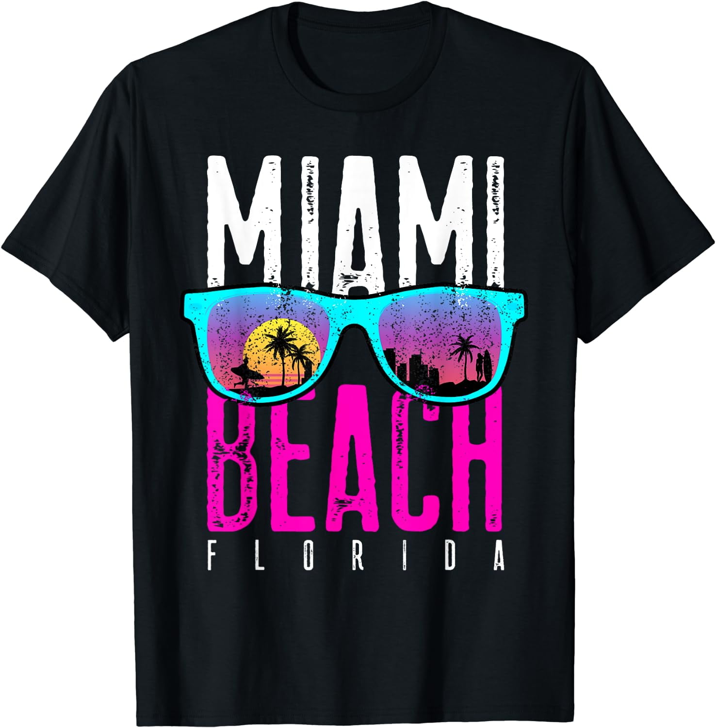 Miami Beach Shirt Florida Sunset Retro Souvenir Surf Miami T-Shirt ...