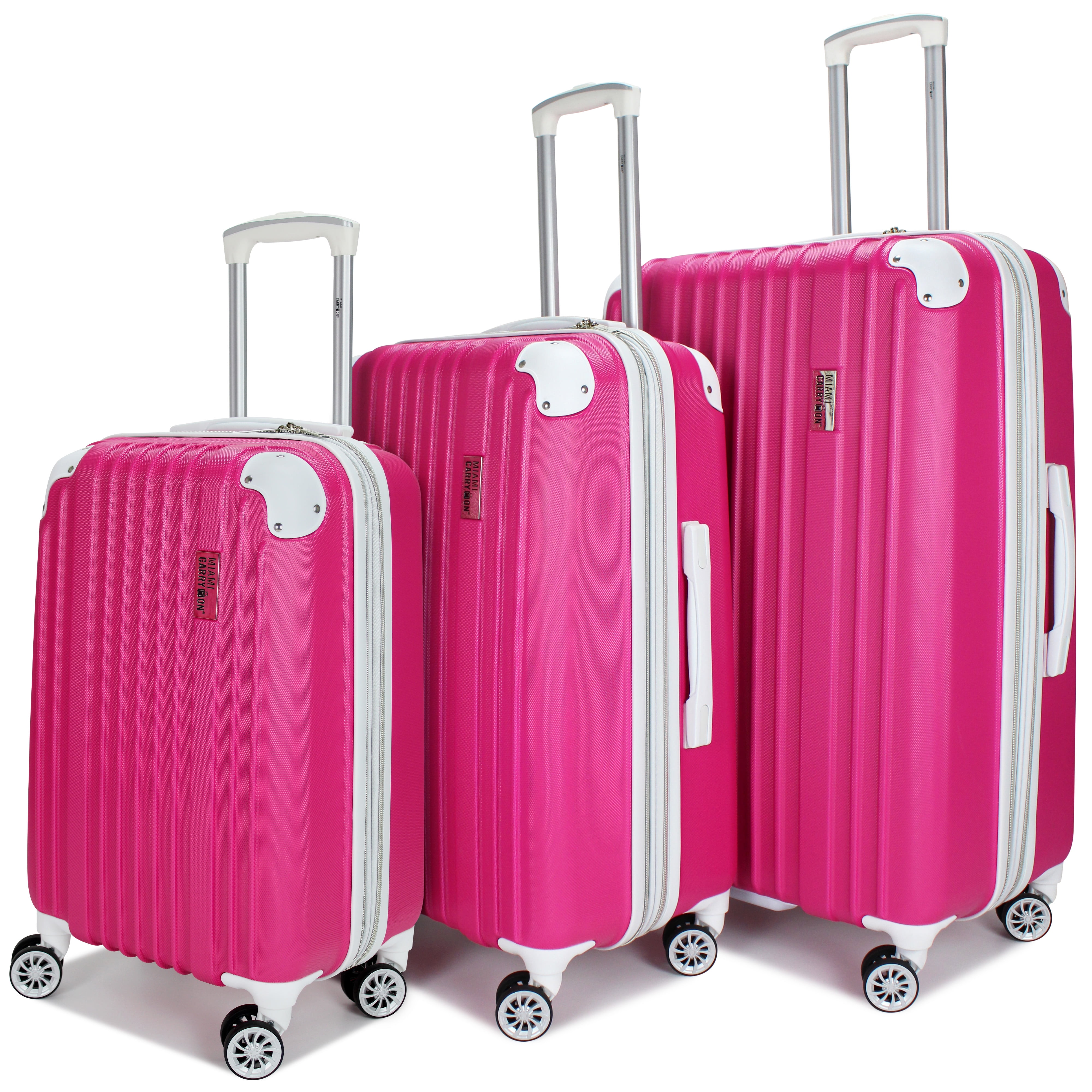 Miami CarryOn Collins 3 Piece Expandable Spinner Luggage Set (Pink ...