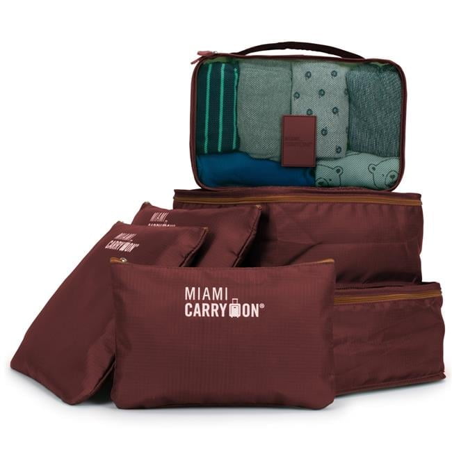 Miami CarryOn Collins 6-Piece Packing Cubes Luggage Organizer (Burgundy ...