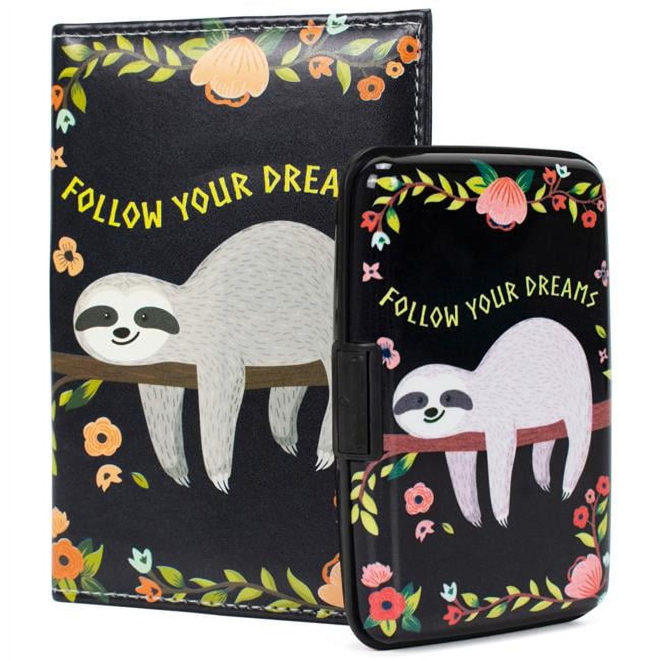 Miami CarryOn RFID Protected Wallet and Passport Cover Set (Lazy Sloth ...