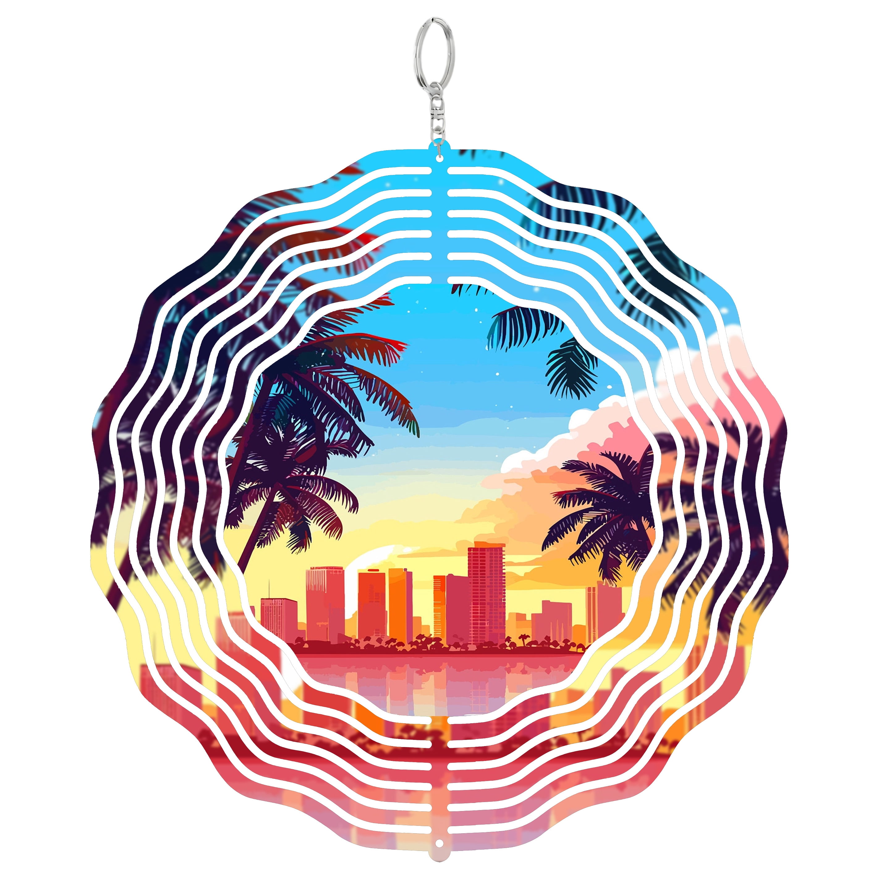 Miami City 3D Wind Spinner Stainless Steel Kinetic Art Garden Decor ...
