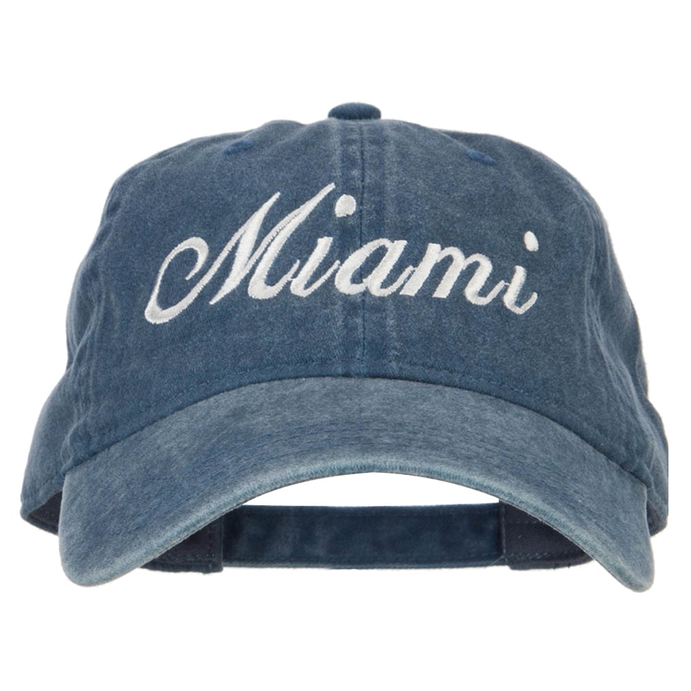 Miami City Embroidered Washed Buckle Cap - Navy OSFM - Walmart.com