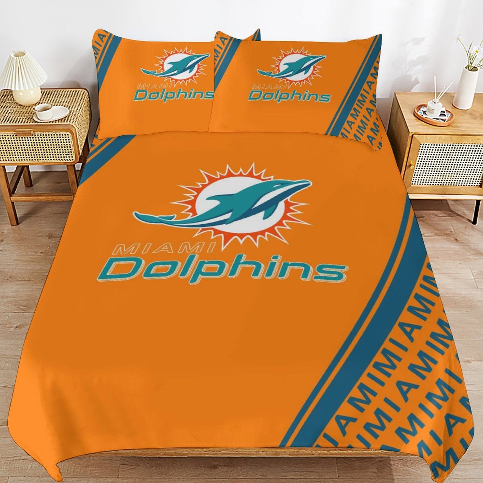 Miami Comforter Set Cover 3 Piece Soft Microfiber Football Bedding Set ...