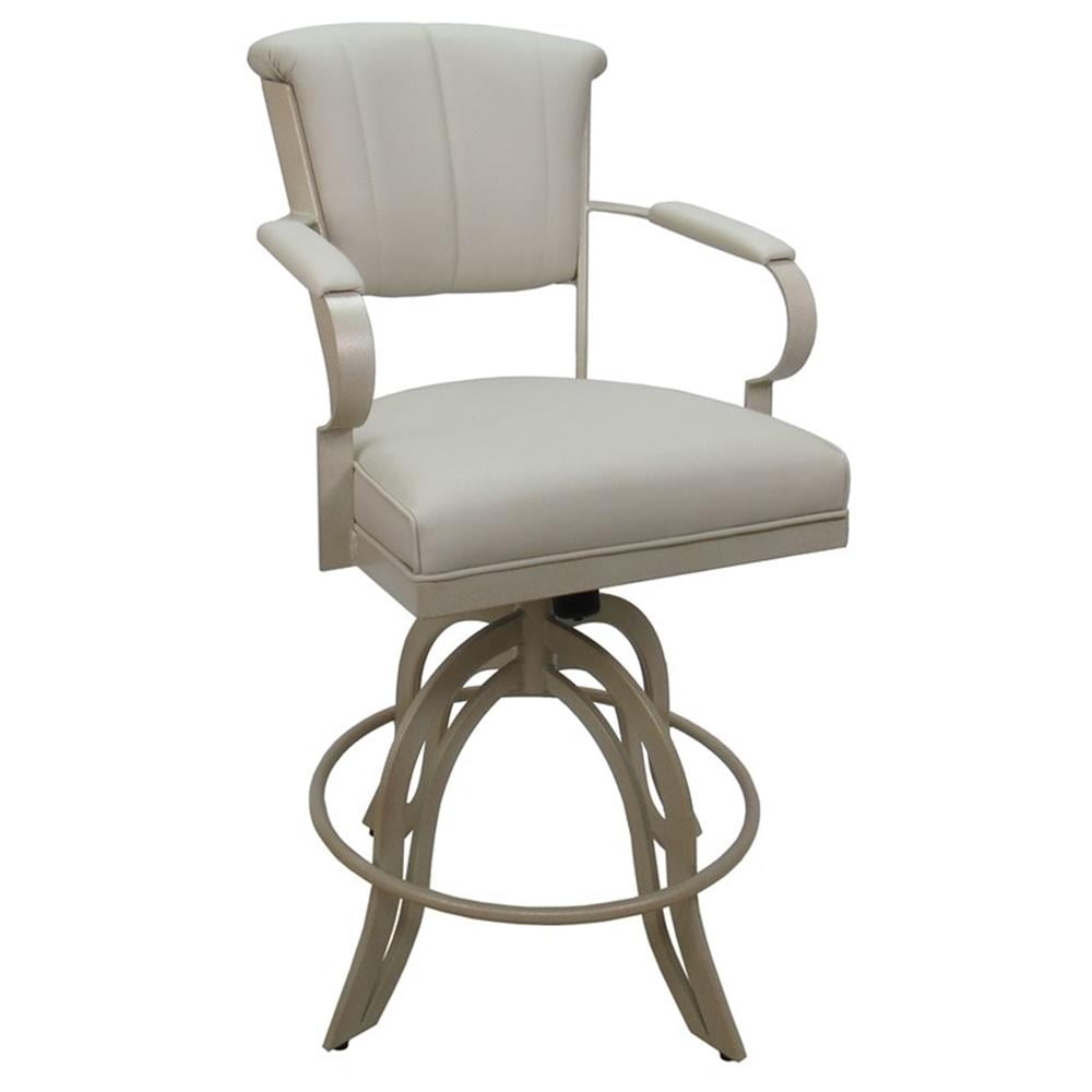 Miami Counter 26" Metal Bar Stools on A Base - Ocean Beige Vinyl ...