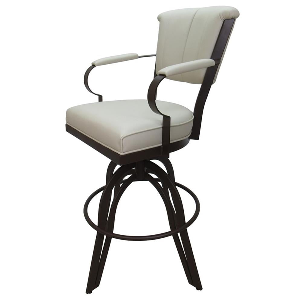 Miami Counter 26" Metal Bar Stools on A Base - Ocean Beige Vinyl ...