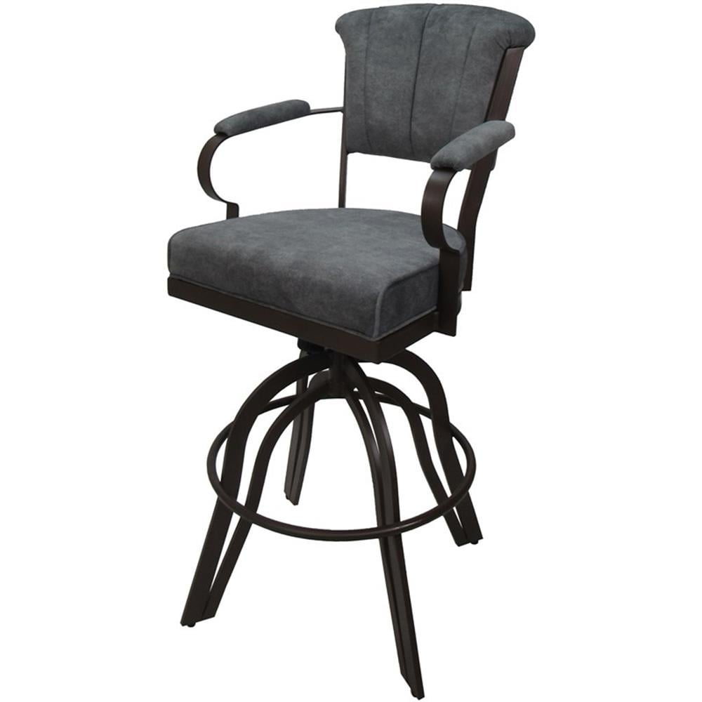 Miami Counter Height 26" Swivel Tilt Metal Bar Stool-Dark Gray Fabric ...