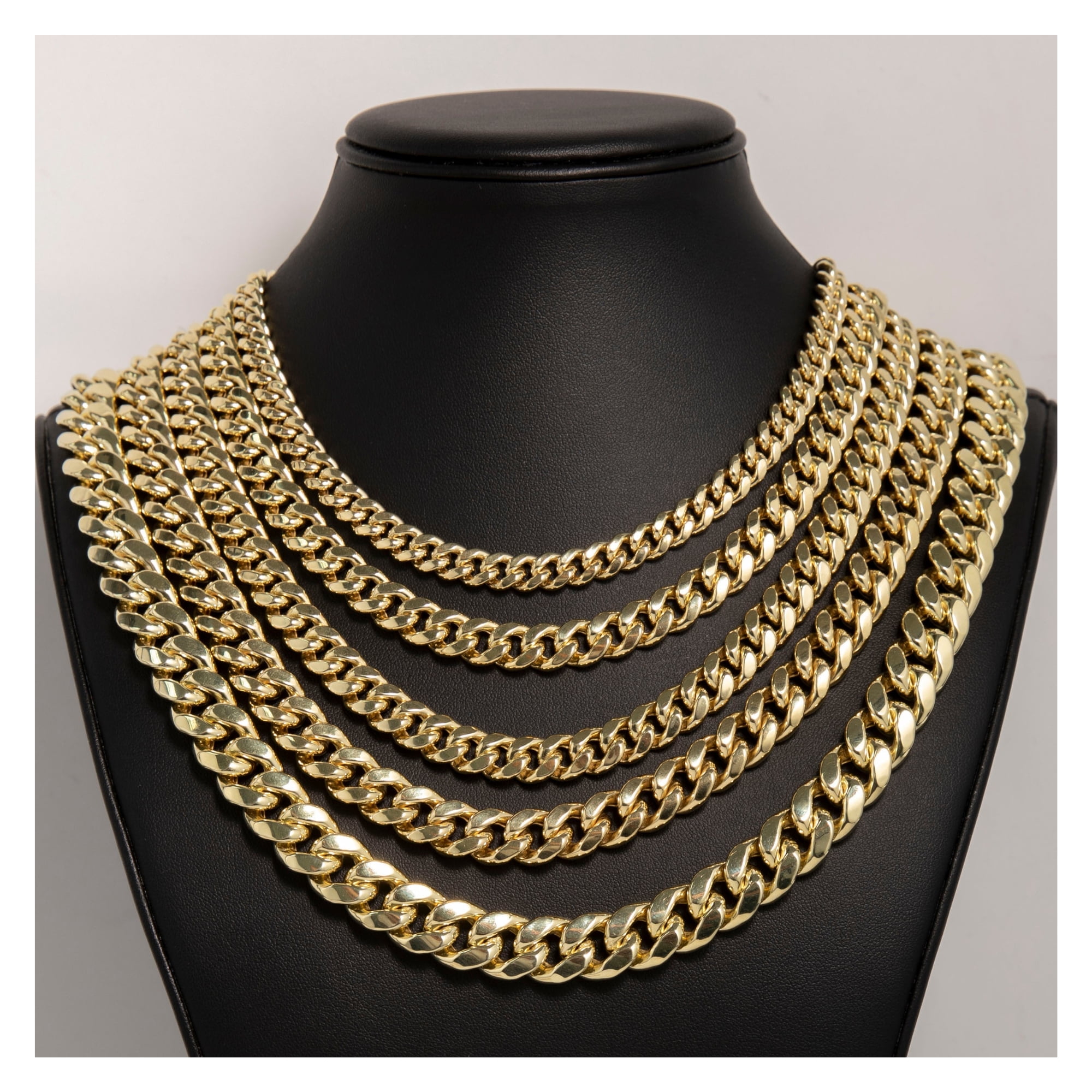 Miami Cuban Link Chain Necklace 14K Yellow Gold, Adult Unisex, ALL ...