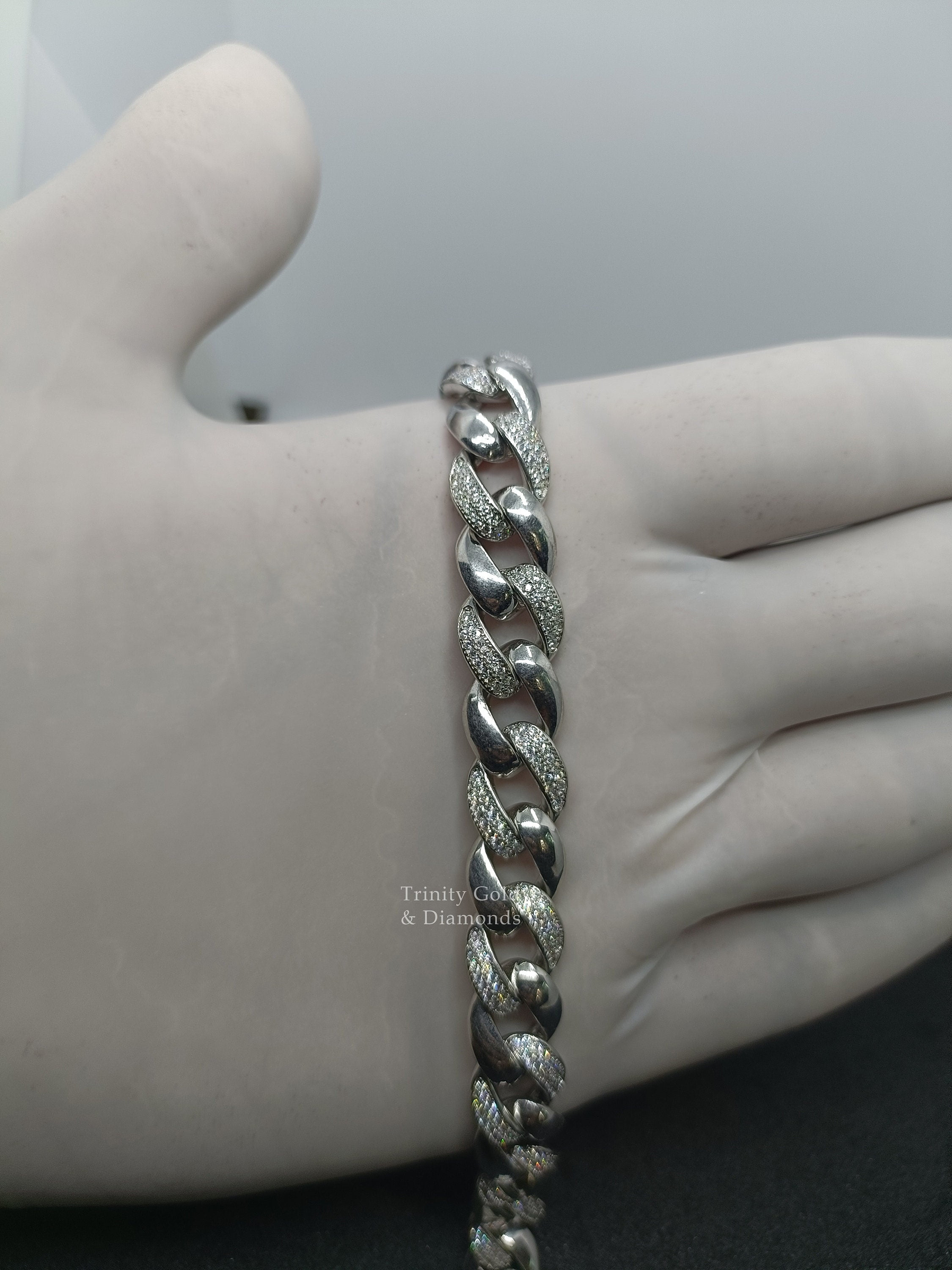 Miami Cuban Link Diamond Bracelet, Urban Rapper Style, Customizable ...