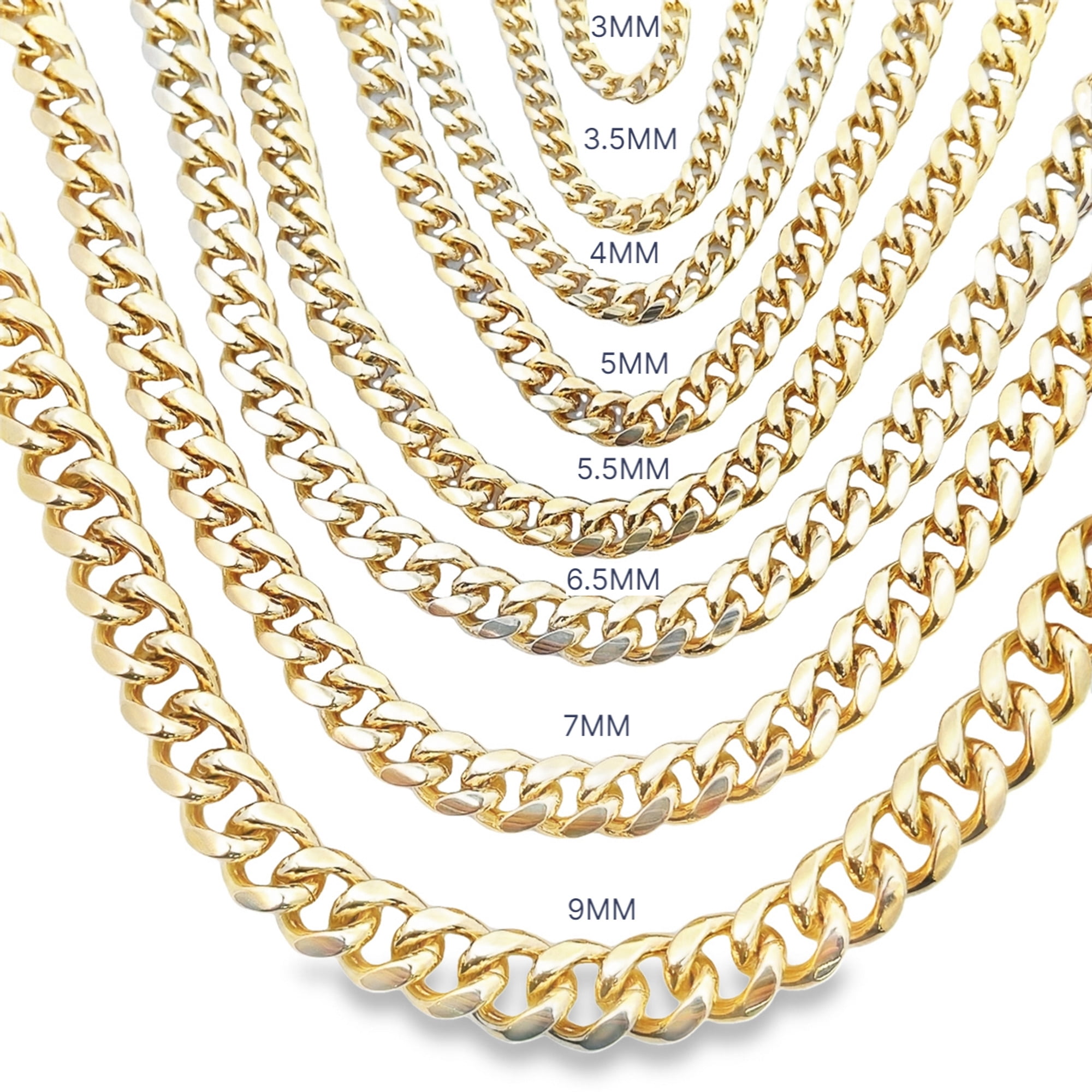 Miami Cuban Link Diamond Cut Chain (H41-H43/G239/G240/F133) - Walmart.com