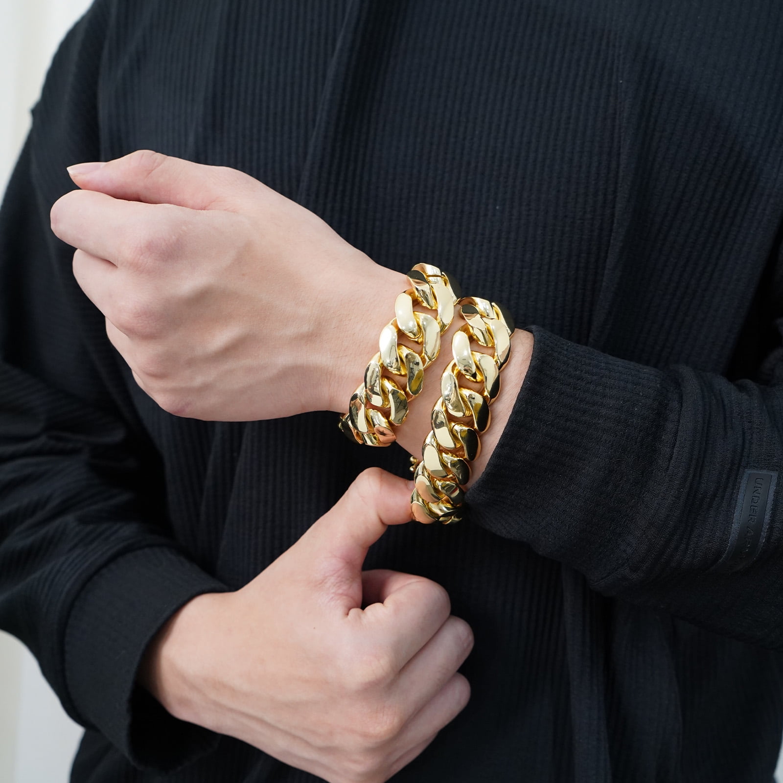 Miami Cuban Link Heavy Chain Bracelet,7 inch & 8 inch Copper Gold Tone ...