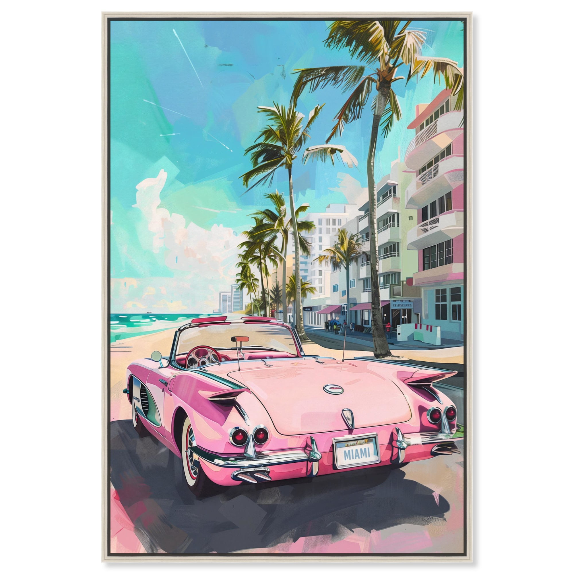 Miami Deco Canvas Coquette Trendy Art by Art Remedy, Silver Frame, 16 ...