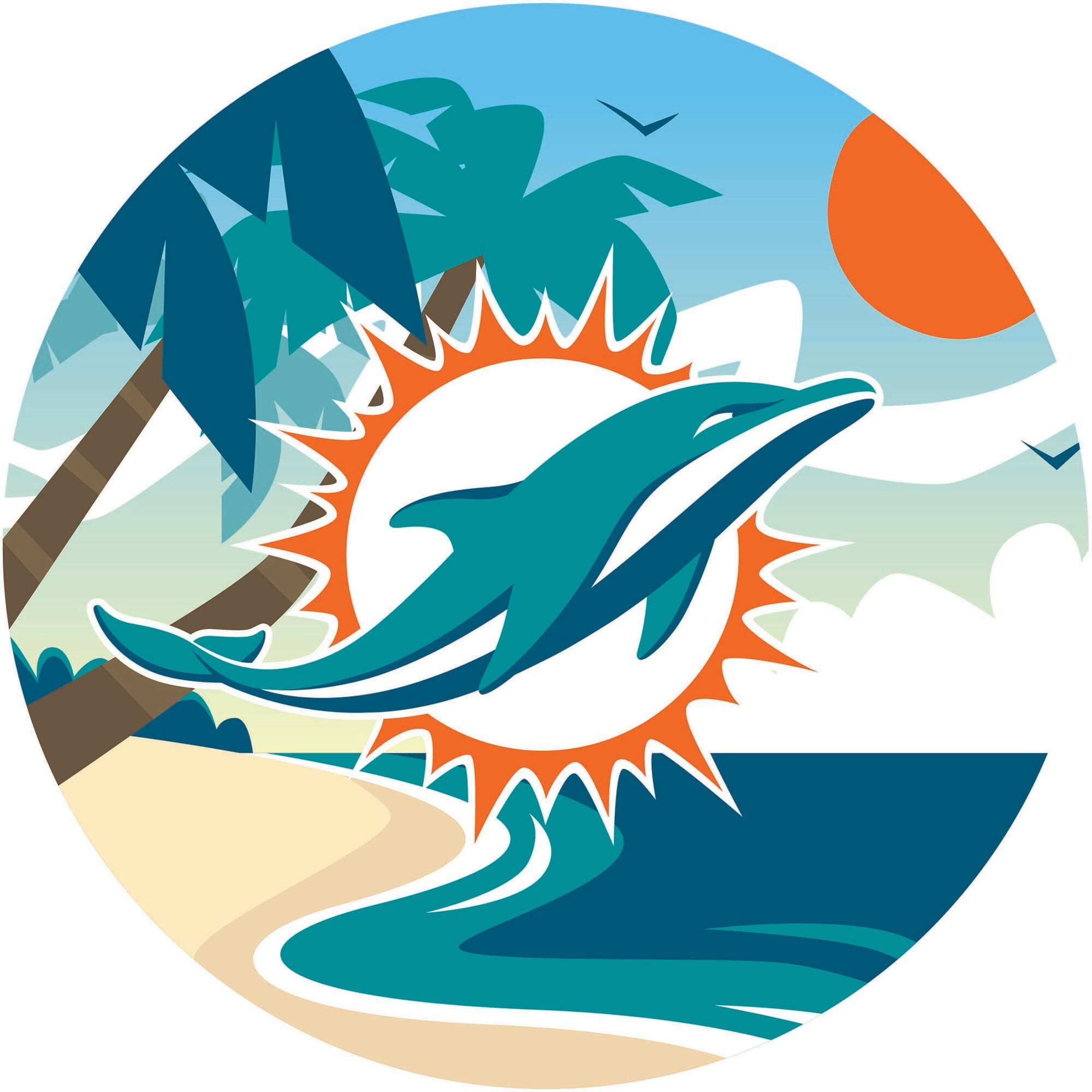 Miami Dolphins 12" Landscape Circle Sign - Walmart.com