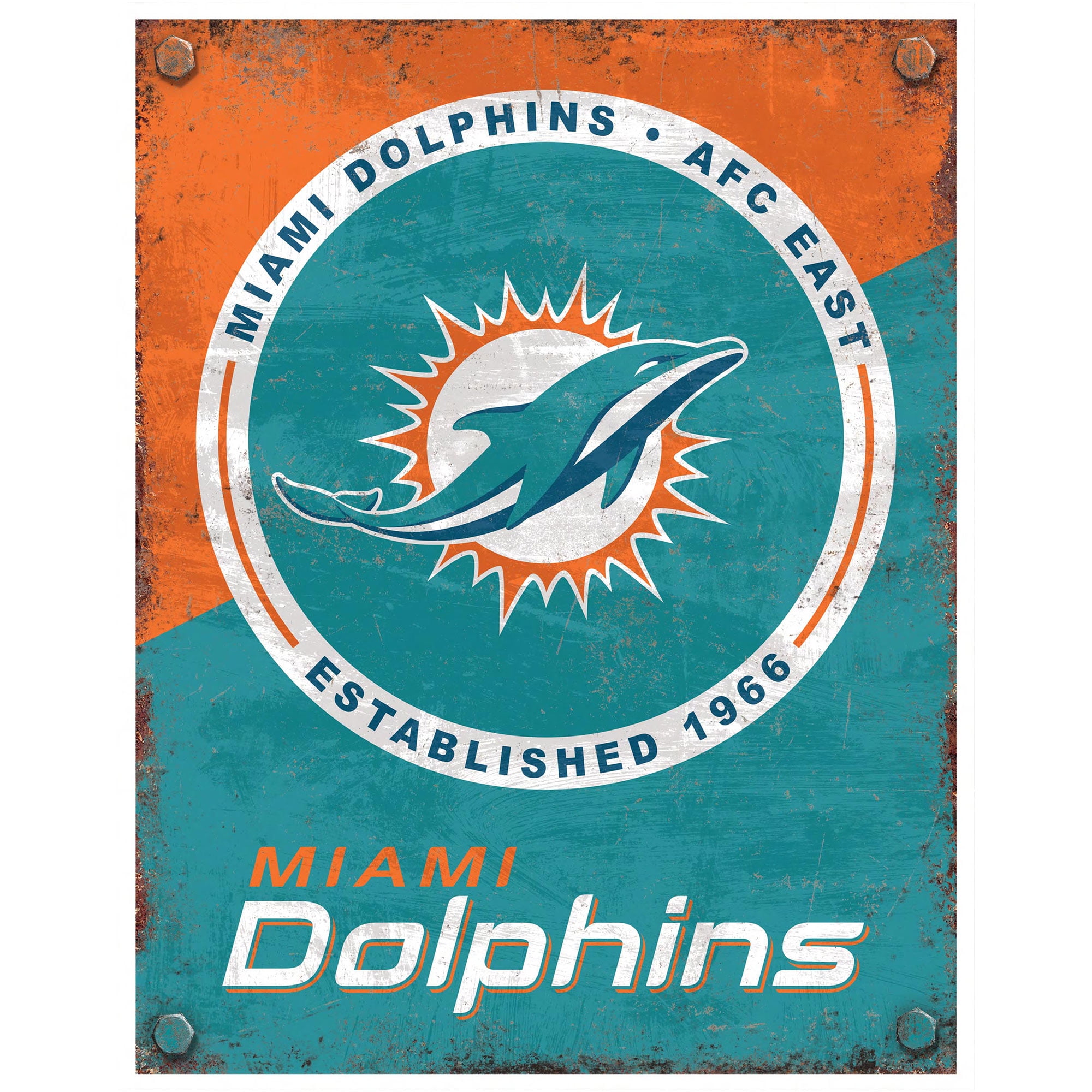 Miami Dolphins 13" x 20" Two-Tone Established Date Metal Sign - Walmart.com