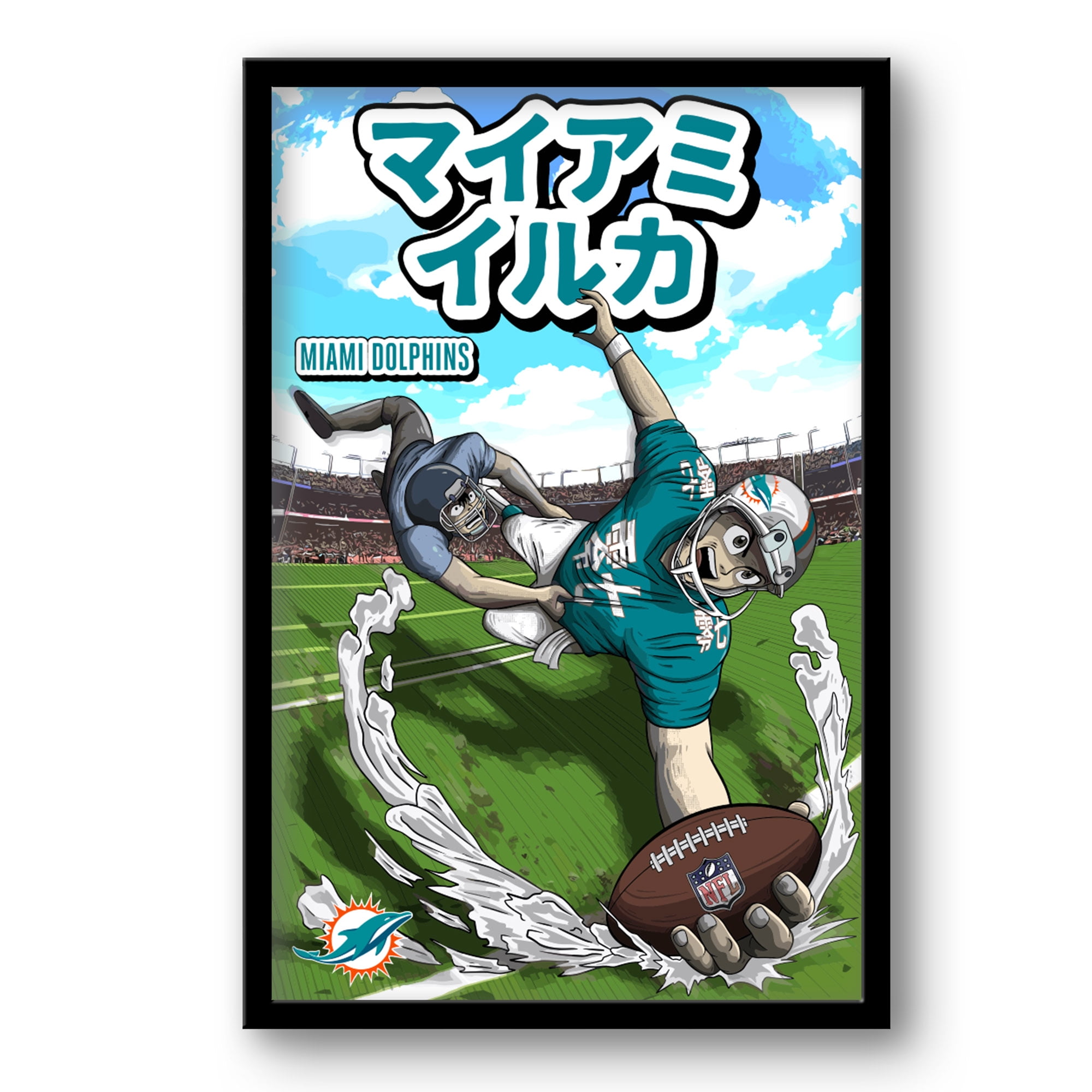 Miami Dolphins 14" x 20" Framed Anime Art Print - Walmart.com