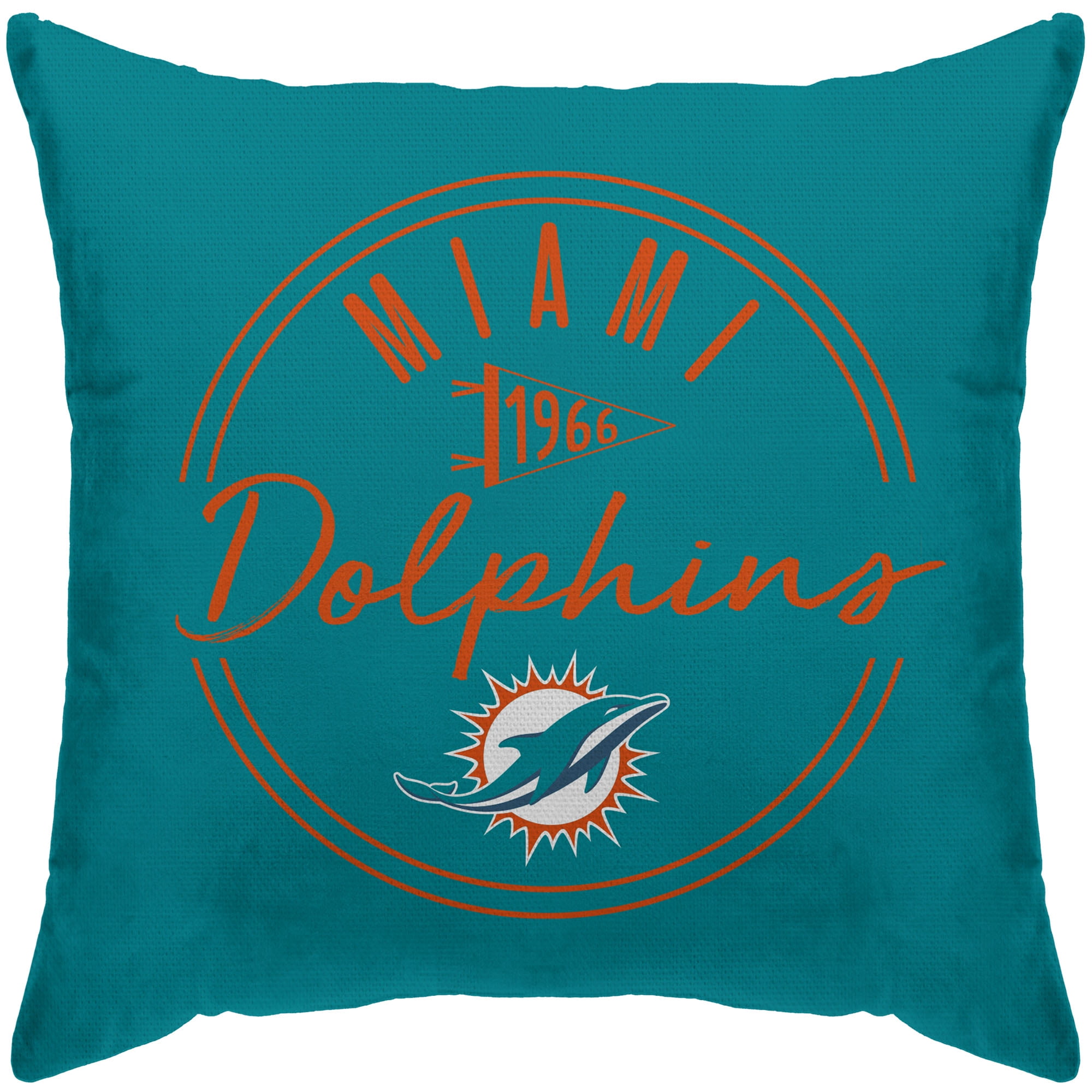 Miami Dolphins 18'' x 18'' Script Circle Duck Cloth D-cor Pillow Cover ...
