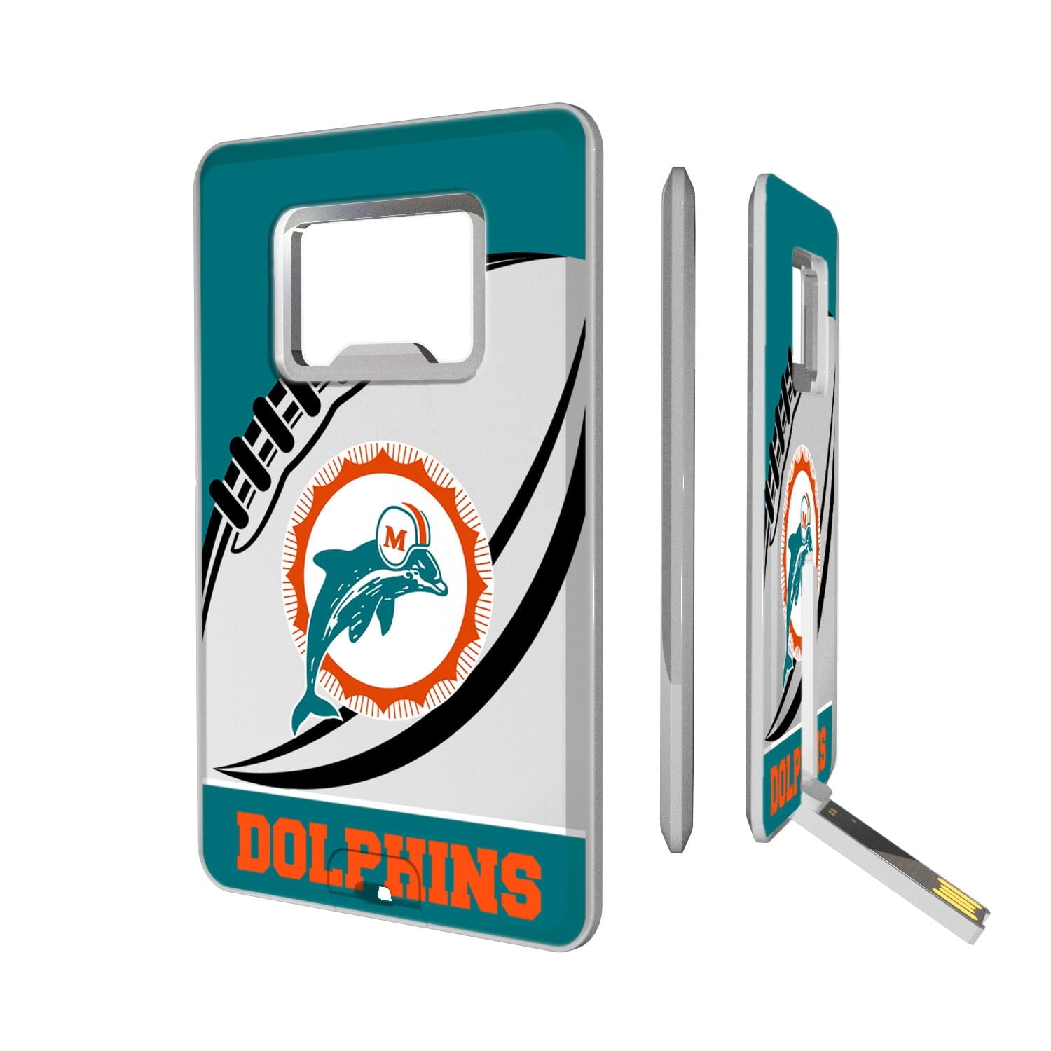 Miami Dolphins 32GB Passtime Design Credit Card USB Drive with Bottle ...