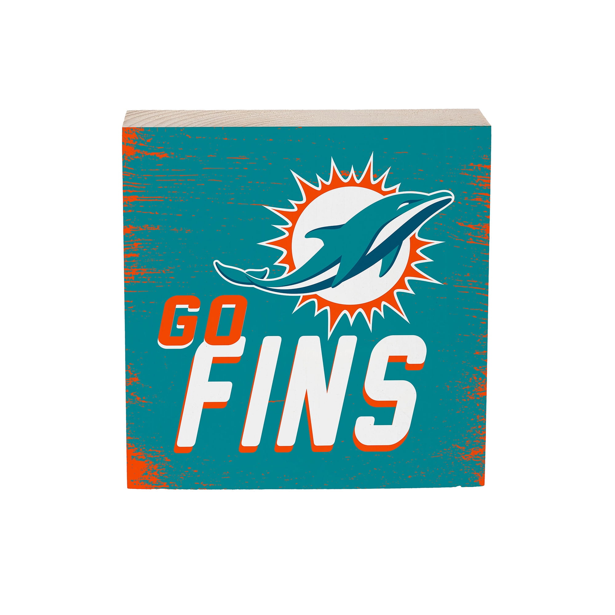 Miami Dolphins 6" Square Fan Chant Wood Block Shelf Sign - Walmart.com