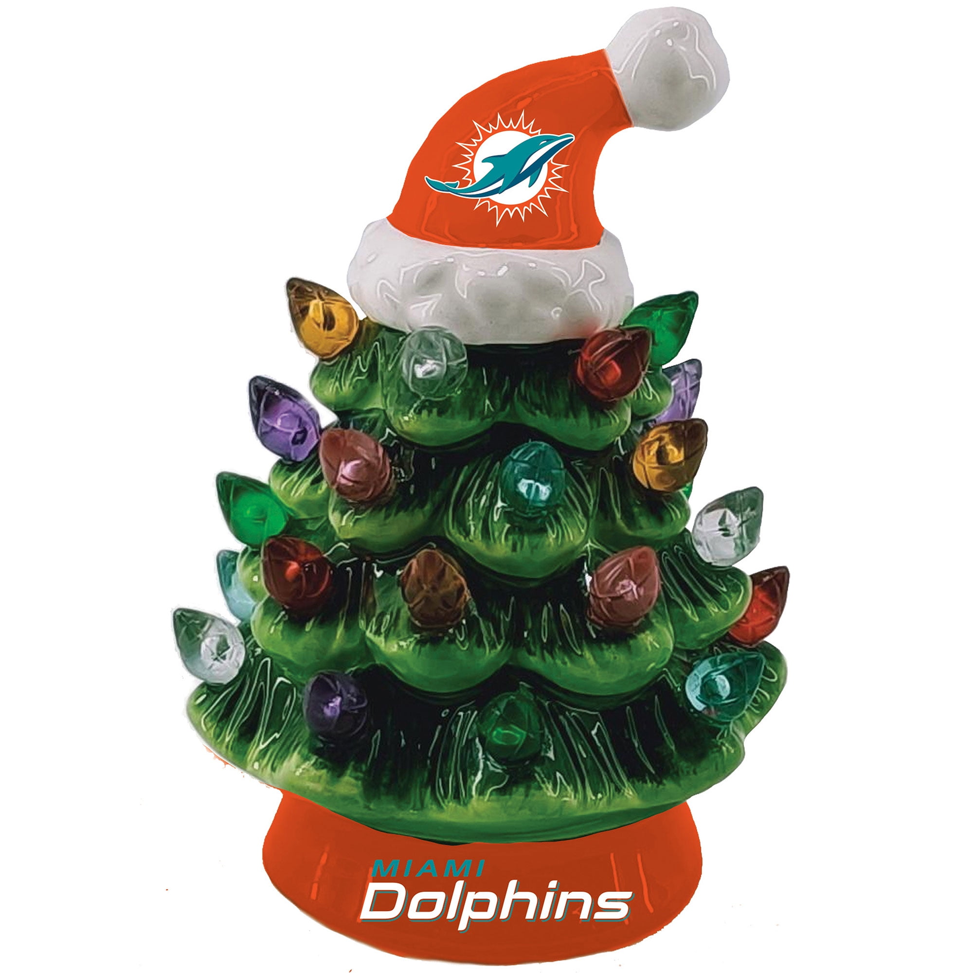 Miami Dolphins 8" Light Up Ceramic LED Christmas Tree - Walmart.com