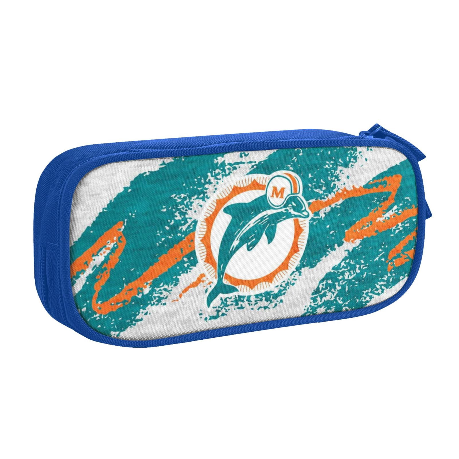 Dolphins Football Team Logo Youth Large capacity double layer Pencil ...