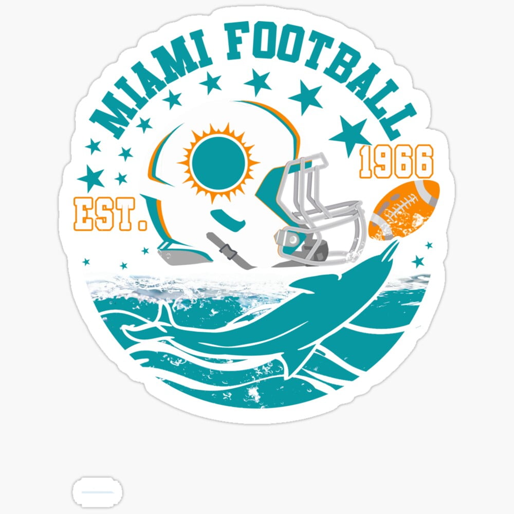 Miami Est 1966 Football Helmet Novelty Dolphin Sports Sticker Baseball ...