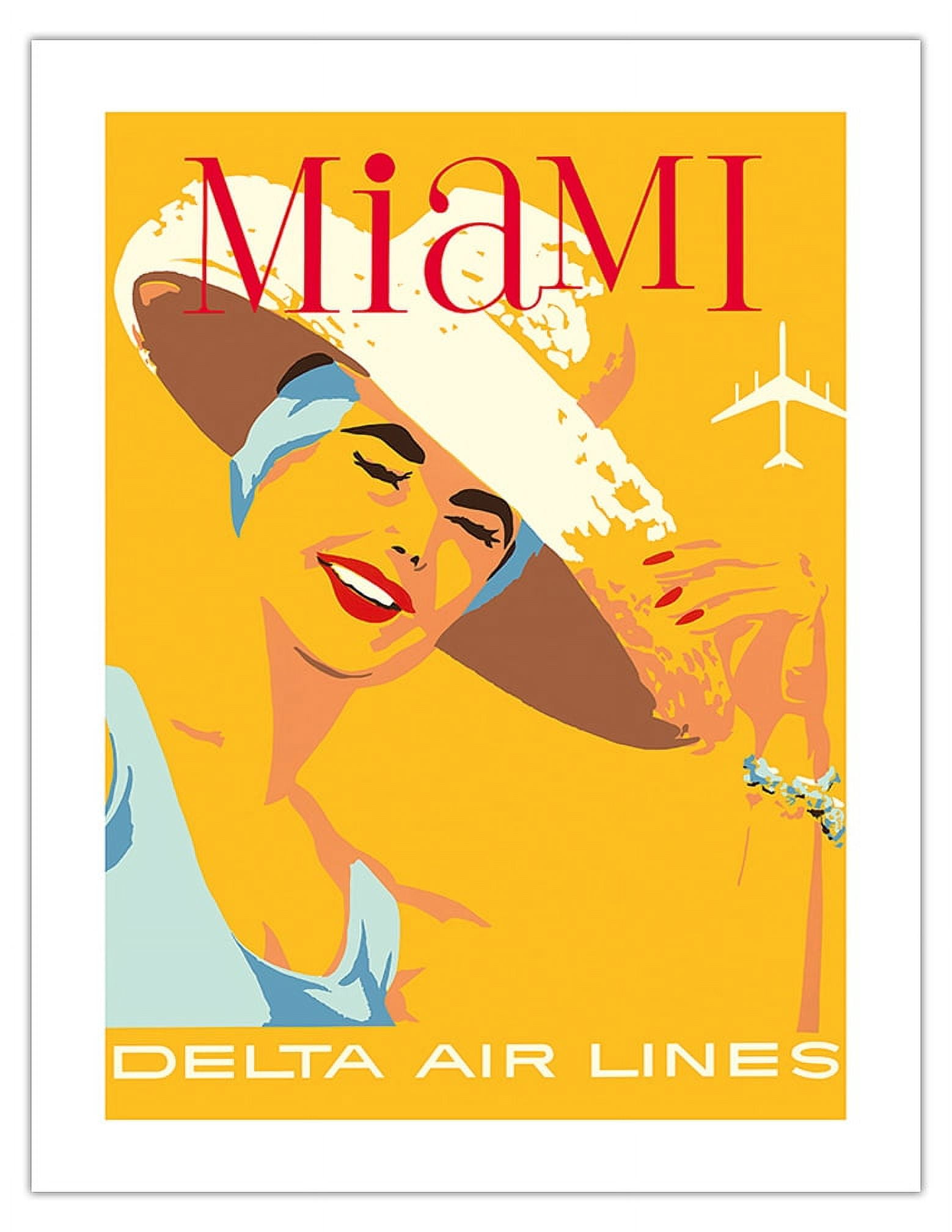 Miami Florida - Delta Air Lines - Vintage Airline Travel Poster by John ...
