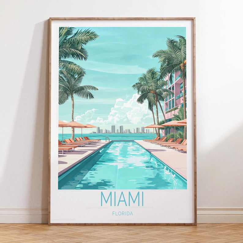 Miami Florida Poster – Florida Wall Art, Miami Print, Travel Poster ...