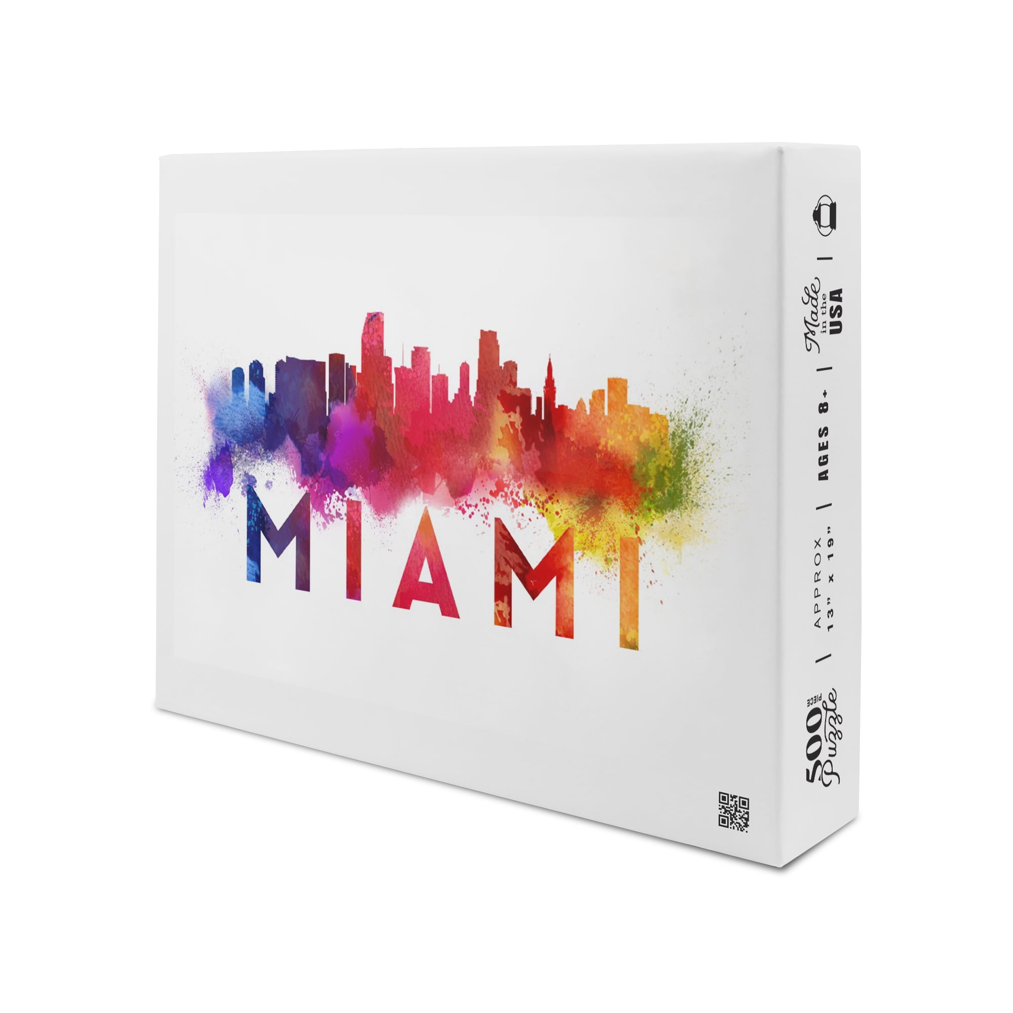 Miami, Florida, Skyline Abstract, Large Letters (19x27 inches, Premium ...