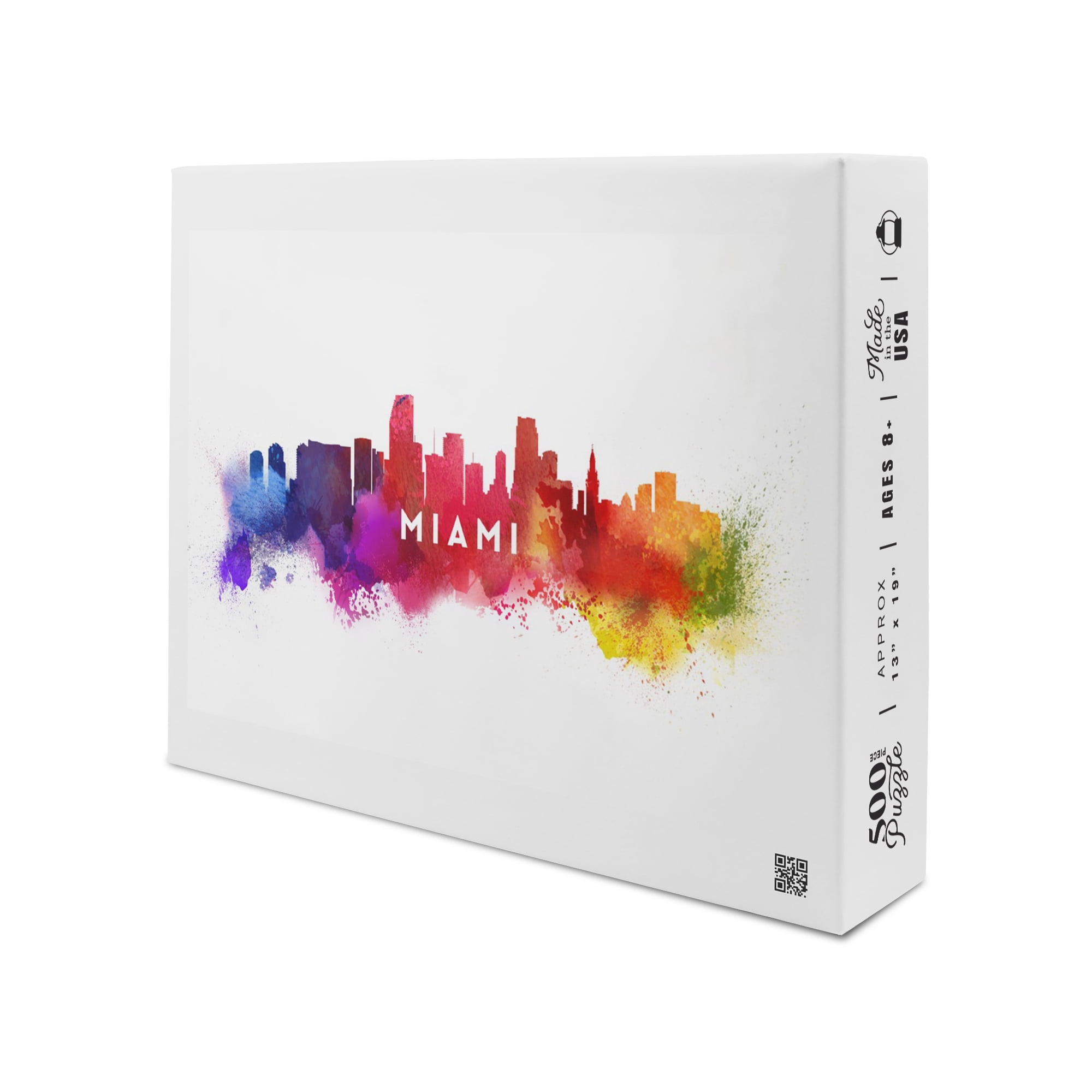 Miami, Florida, Skyline, Abstract Watercolor (19x27 inches, Premium 500 ...