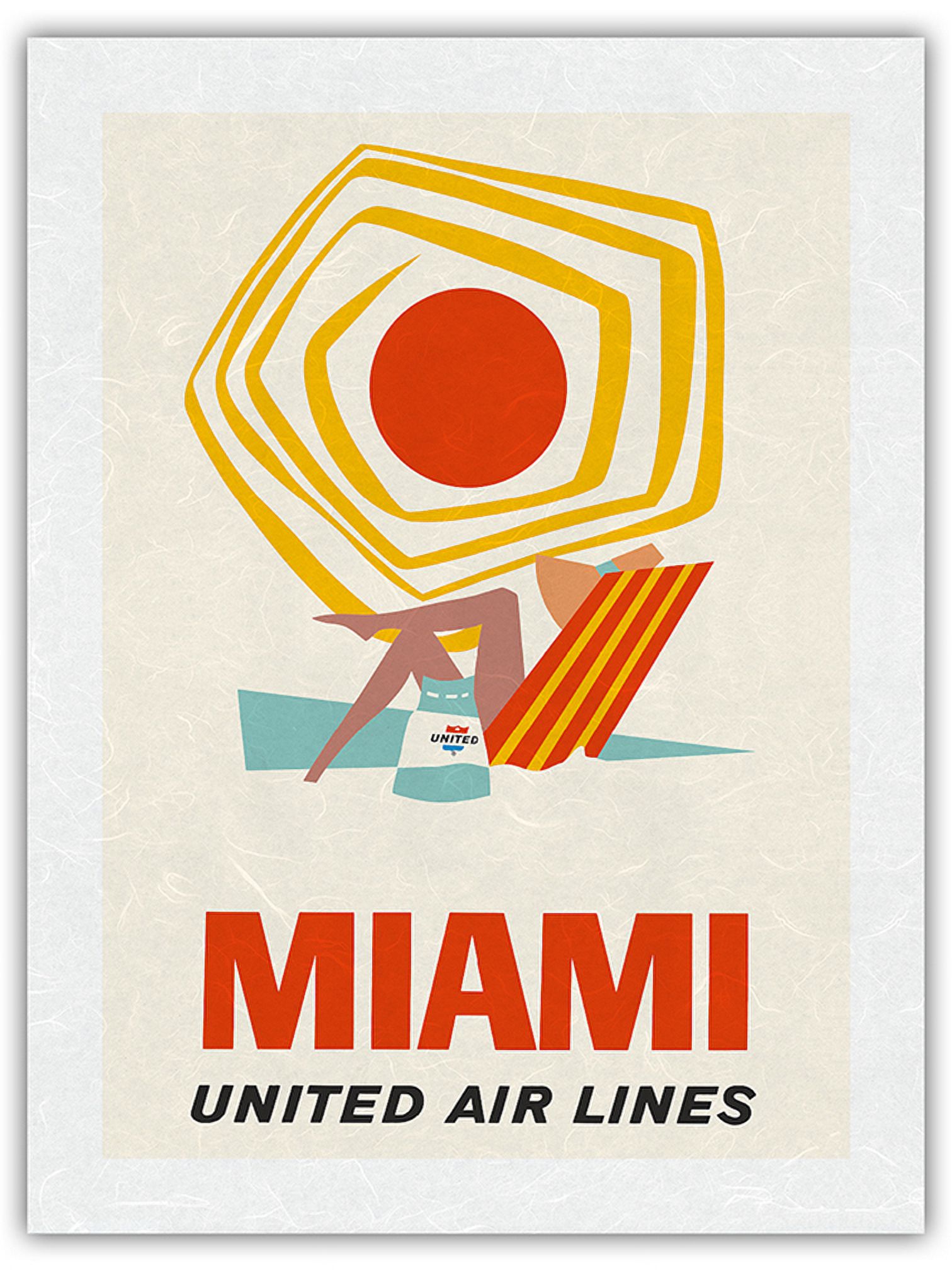 Miami Florida - United Air Lines - Vintage Airline Travel Poster c.1962 ...