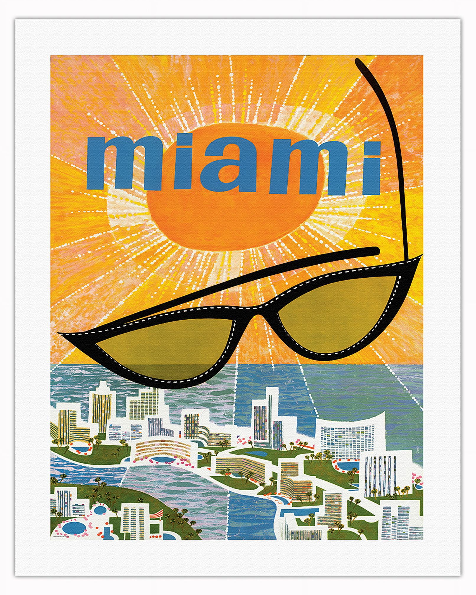 Miami Florida - Vintage Travel Poster by David Klein c.1960s - Fine Art ...