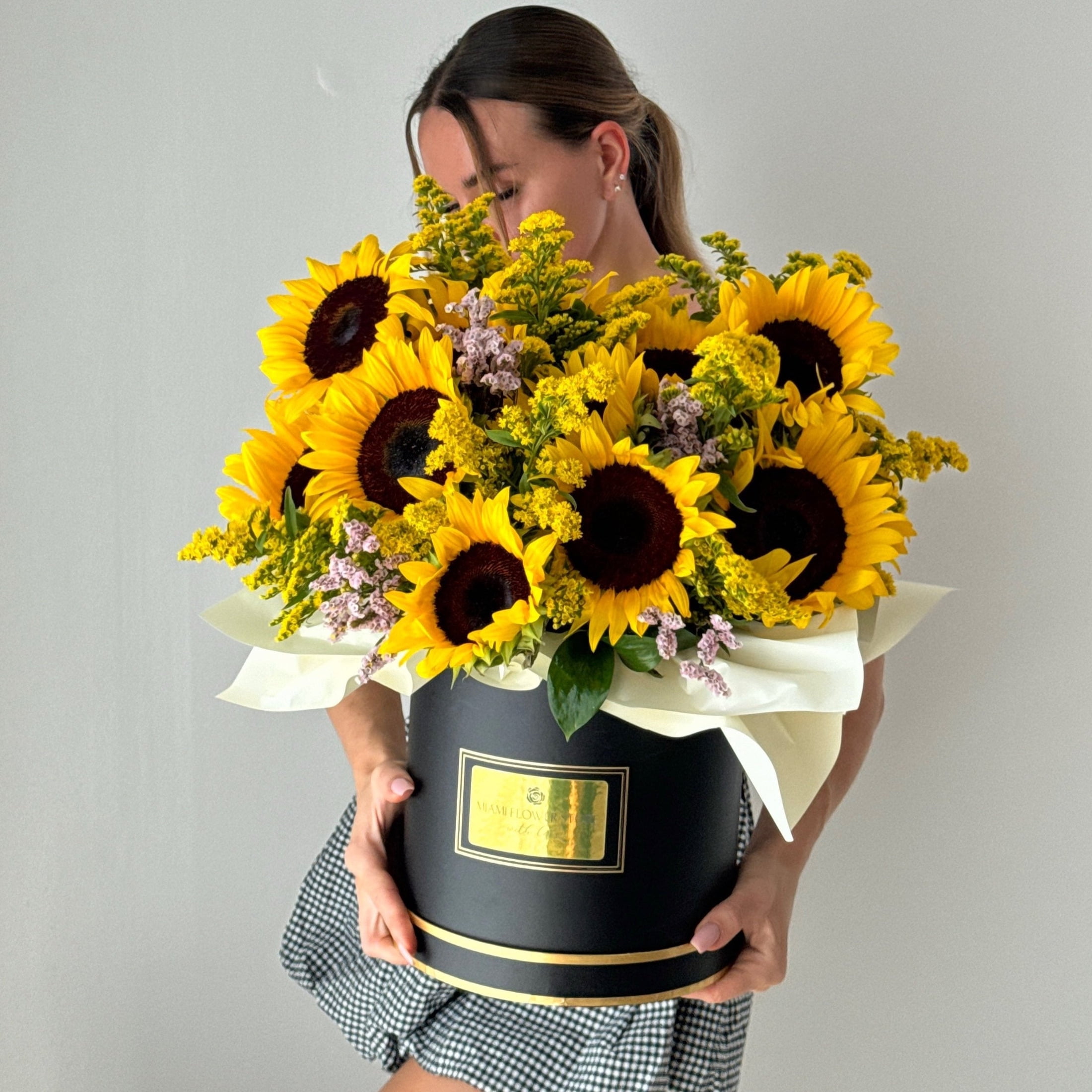 Miami Flower Store Sunflower, Solidago & Limonium Flower Bouquet in a ...