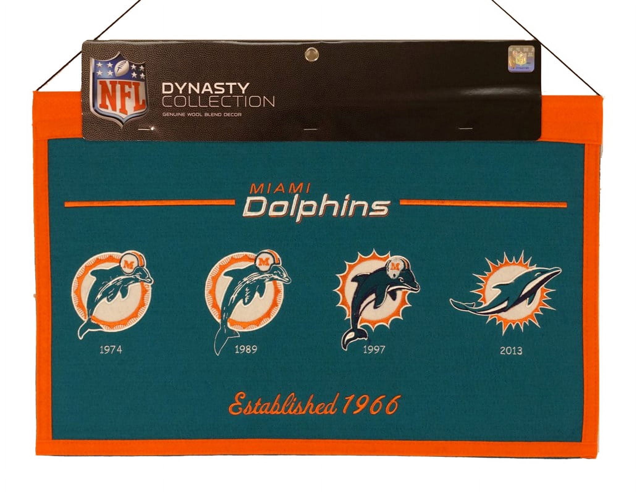 Winning Streak Miami Dolphins Logo Evolution Banner, Wool Blend, 22x14 ...