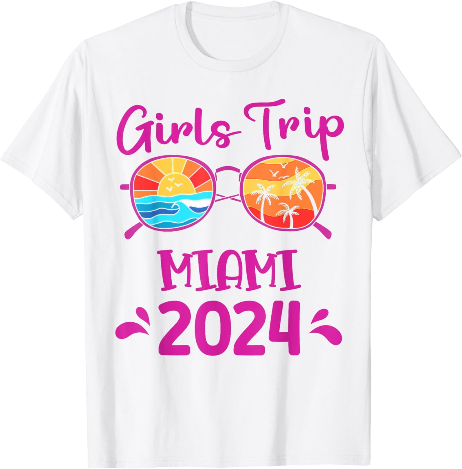 Miami Girls Trip 2024 Beach Womens Weekend Birthday Squad T-Shirt ...