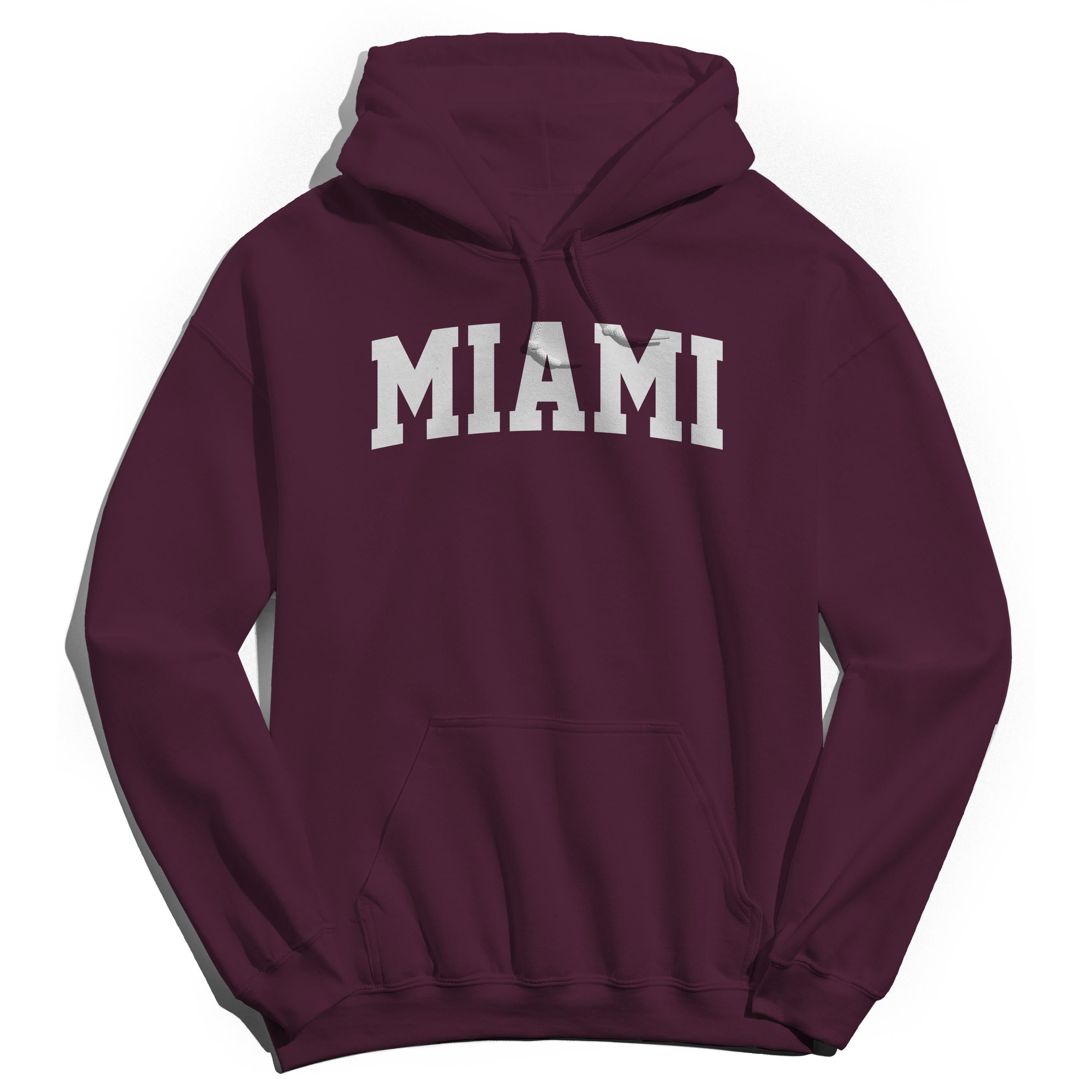 Miami Graphic Maroon Men's Cotton Pullover Hoodie - Walmart.com