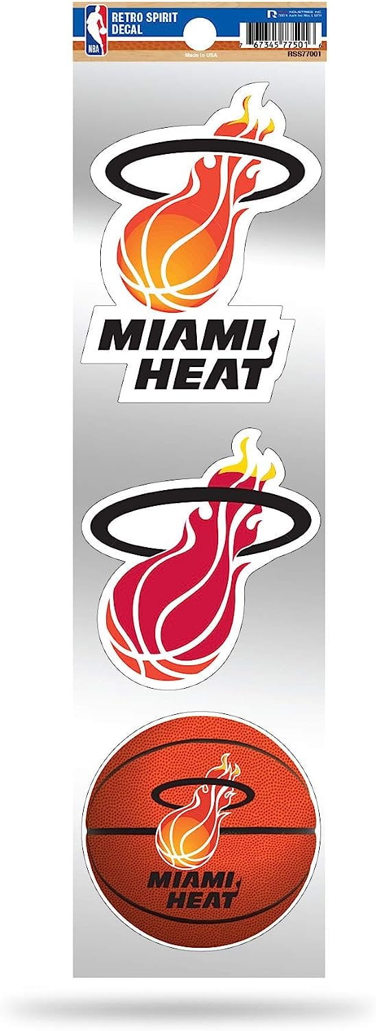 Miami Heat 3-Piece Retro Decal Sticker Sheet, Die Cut, Clear Backing ...