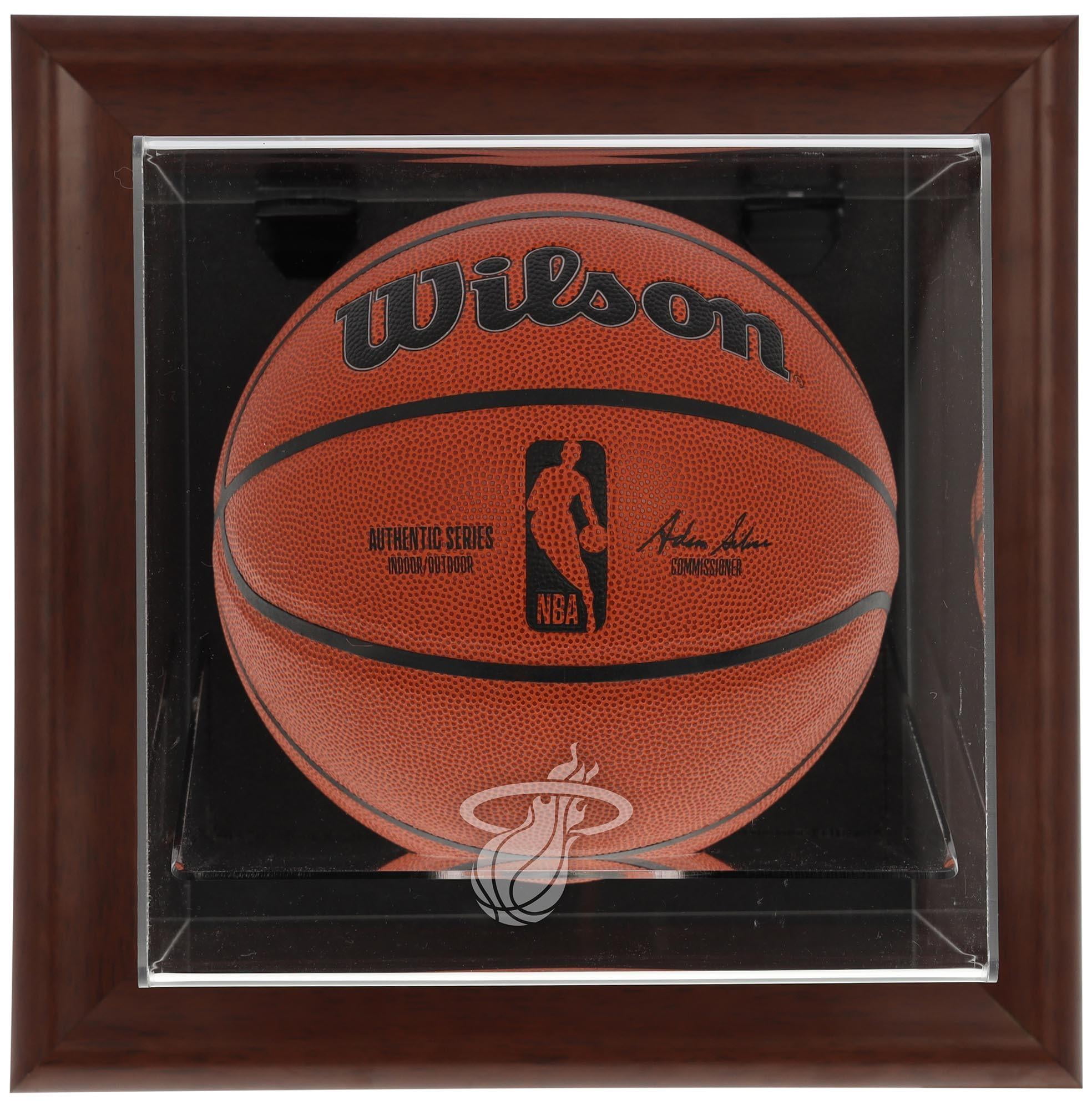 Miami Heat Brown Framed Wall-Mounted Team Logo Basketball Display Case ...