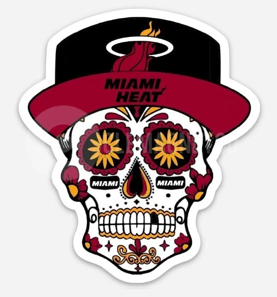 Miami Heat Sugar Skull Sticker - Adebayo Butler Miami Florida Phone ...