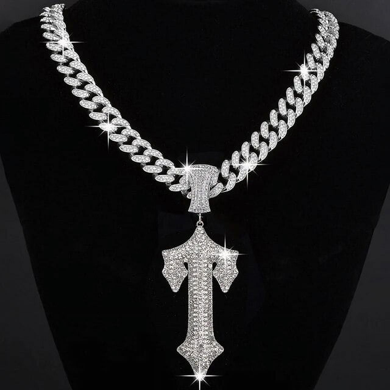Miami Hip Hop Street Style Men Women Letter Iced Out Cross Sword ...