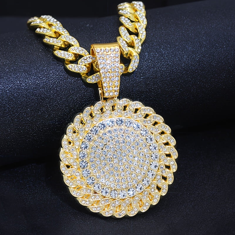 Miami Hip-hop Pendant Necklace - Shiny Pendant with Cuban Link Chain ...