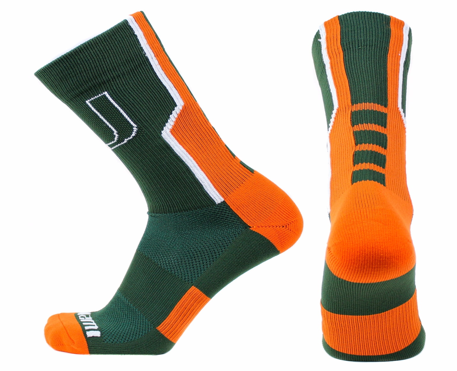 Donegal Bay Miami Hurricanes Green Crew Sport Sock - Unisex - Comfort ...