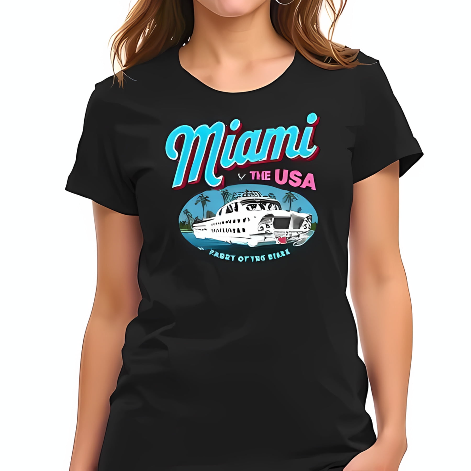 Miami Love the USA Retro Graphic Cotton Short Sleeve T-Shirt with ...
