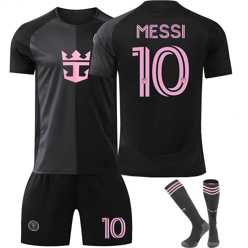 Miami NO.10 Me_ssi Youth Soccer Jersey Season 2025/2026 Away Black ...