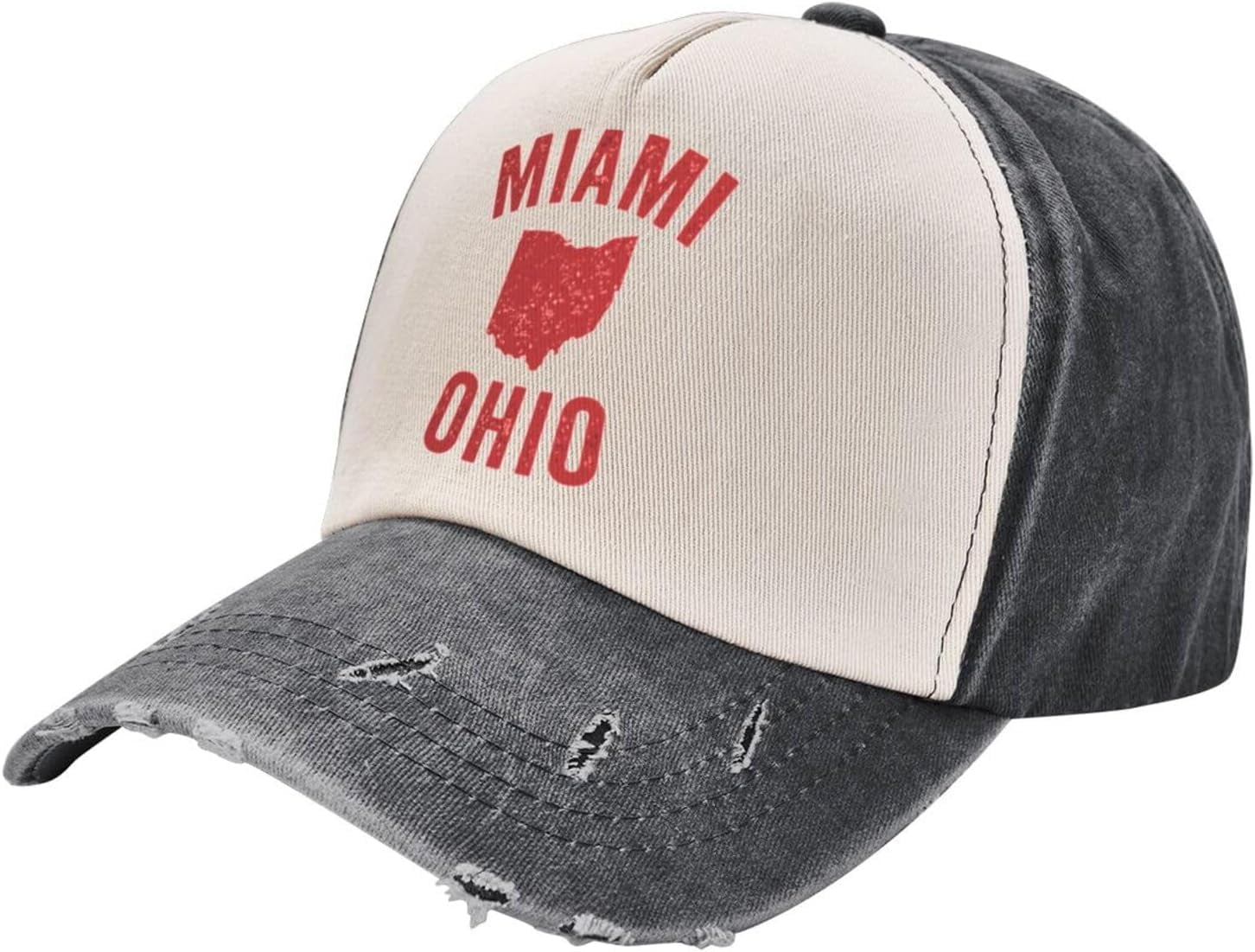 Miami Ohio Oxford Ohio Map of Ohio with Distressed Washed Denim ...