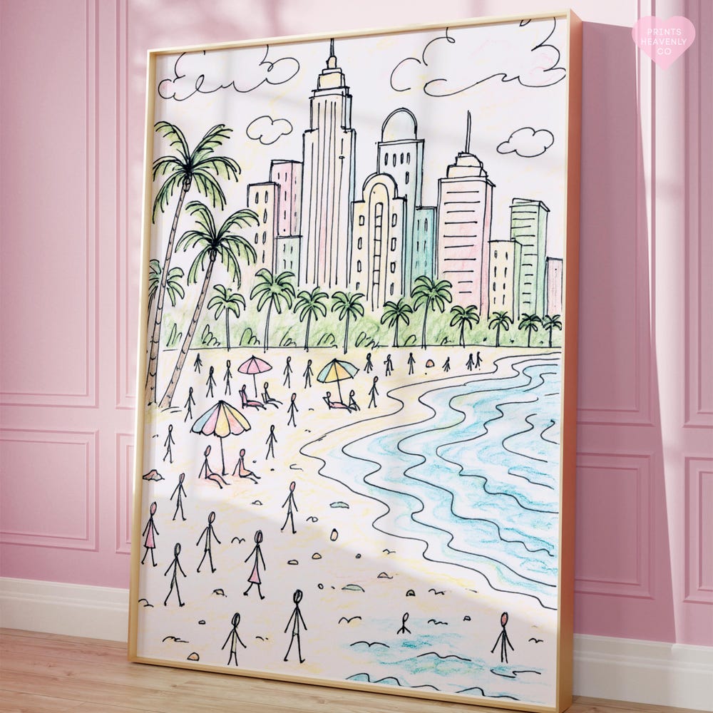 Miami Print Poster Art, Miami Poster, Miami Wall Art, Girly Poster ...